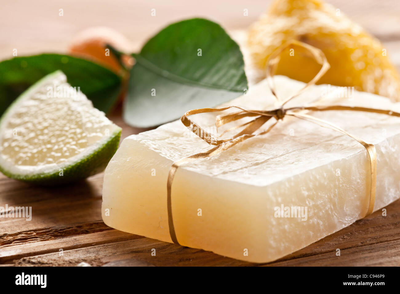 Piece of handmade lemon soap Stock Photo - Alamy