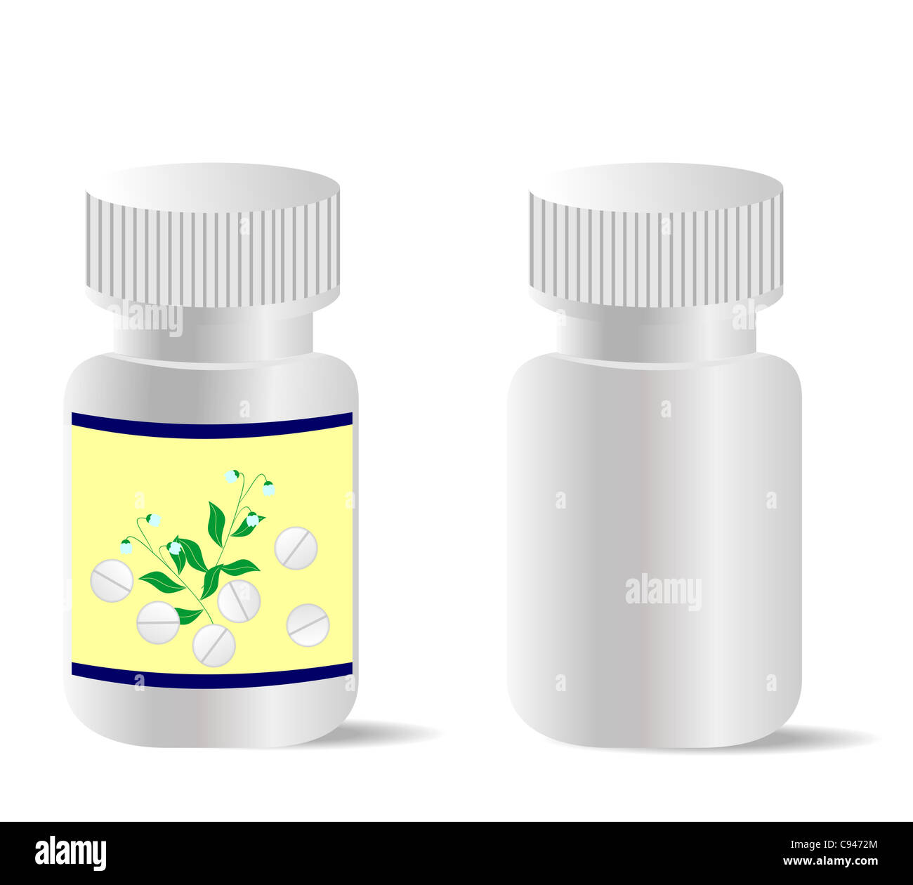 Two bottles with tablets are isolated on white background. Vector Stock ...