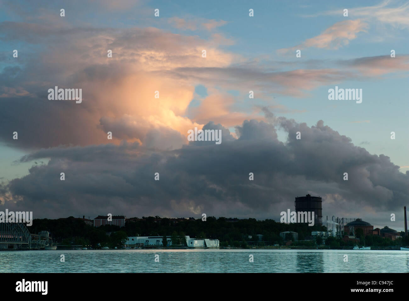 View of Hjorthagen under an evening sky Stock Photo - Alamy