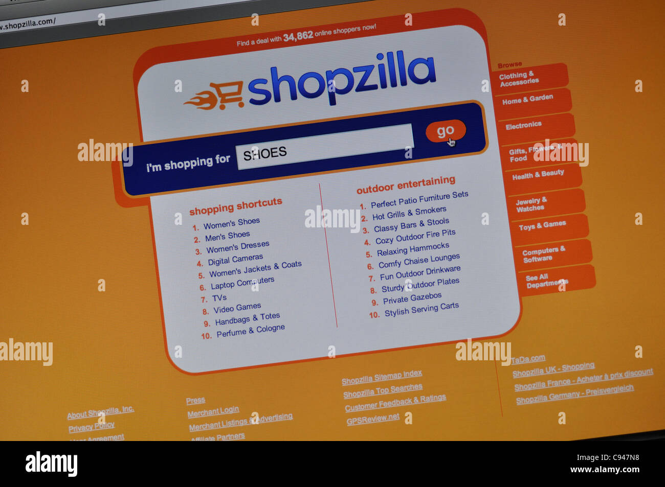 Shopzilla website - Comparison shopping online Stock Photo - Alamy
