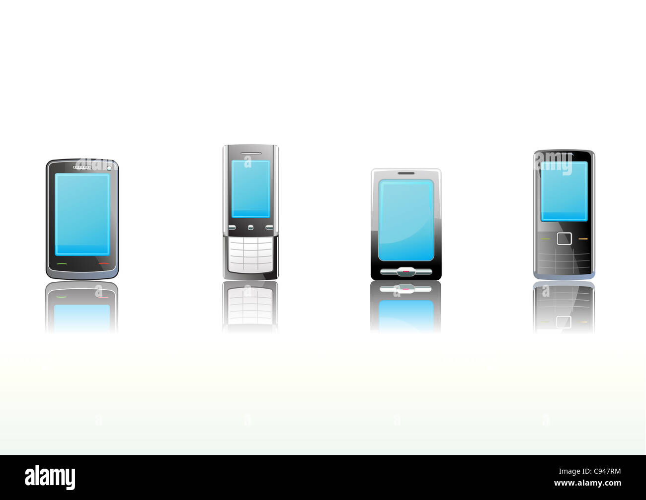 set of elegant black communication device icons Stock Photo - Alamy