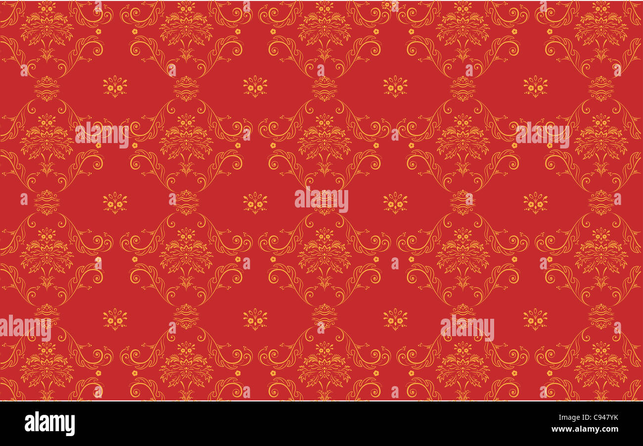 illustration of red elegant Victorian retro motif wallpaper Pattern ...
