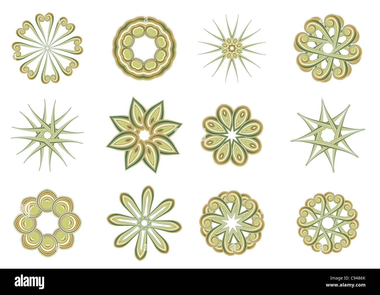 illustration set of abstract floral and ornamental elements Stock Photo ...