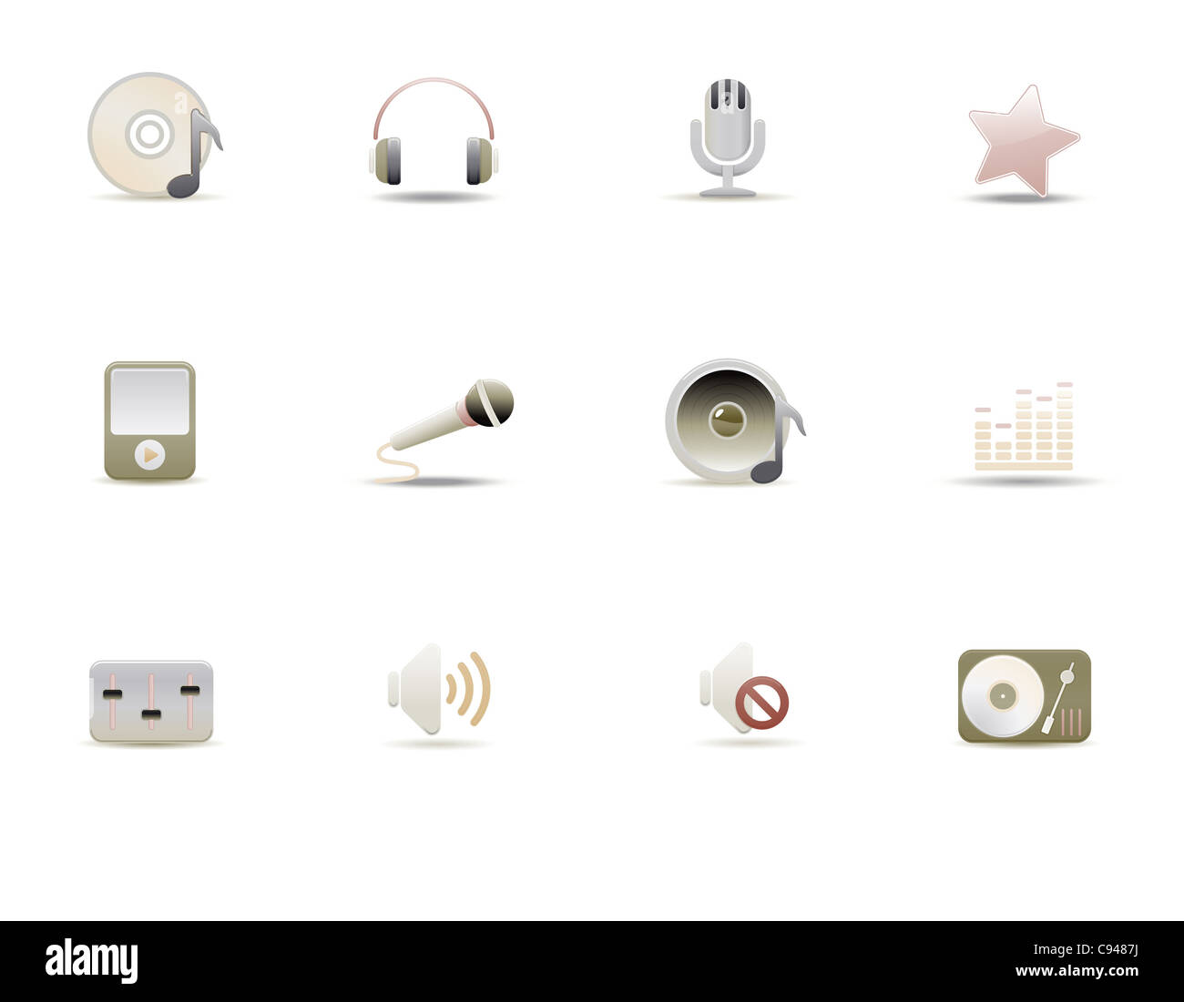 set of elegant simple icons for common digital music media Stock Photo ...
