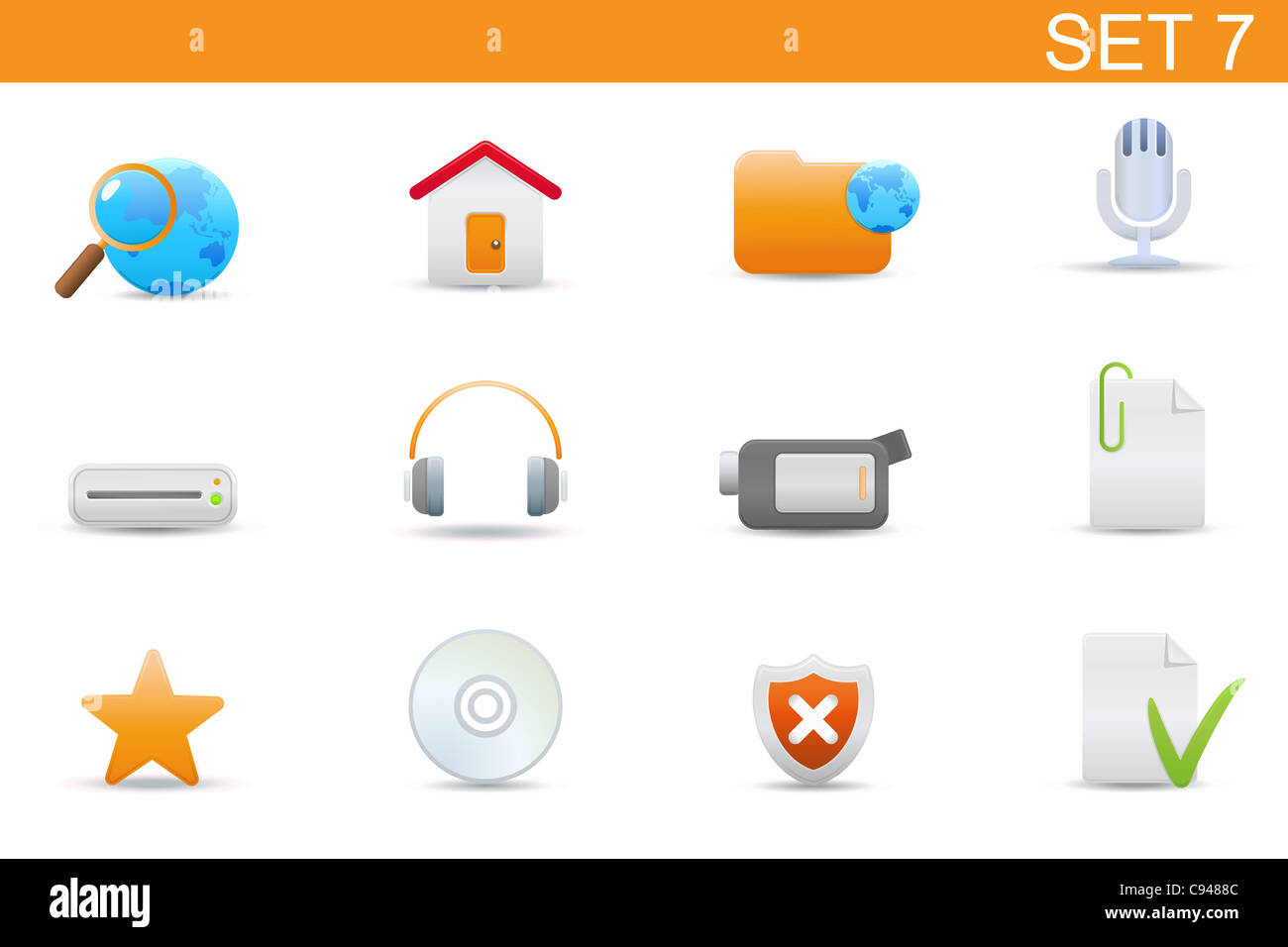 set of elegant simple icons for common computer and media devices ...
