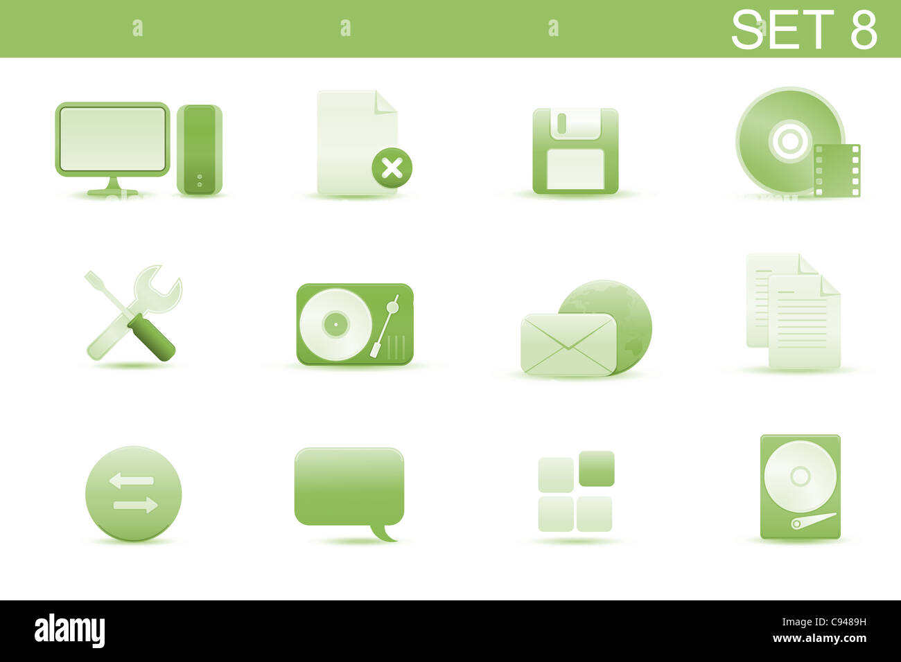 set of elegant simple icons for common computer and media devices ...