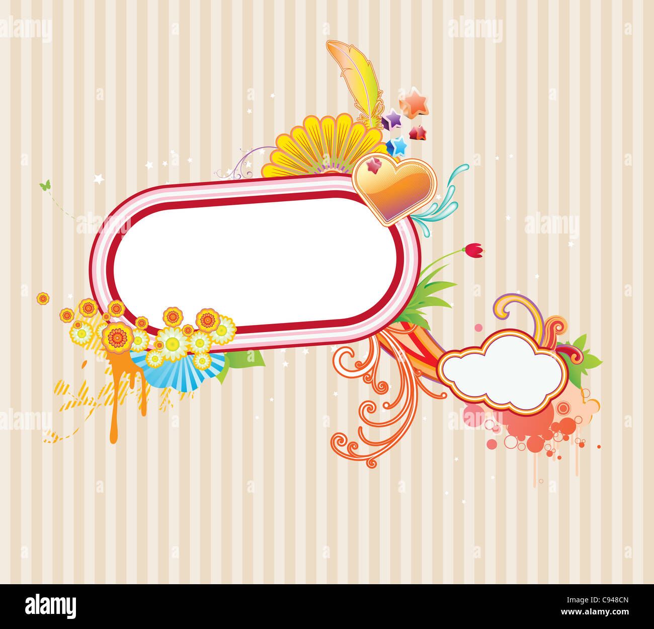 funky styled design frame made of floral elements Stock Photo - Alamy