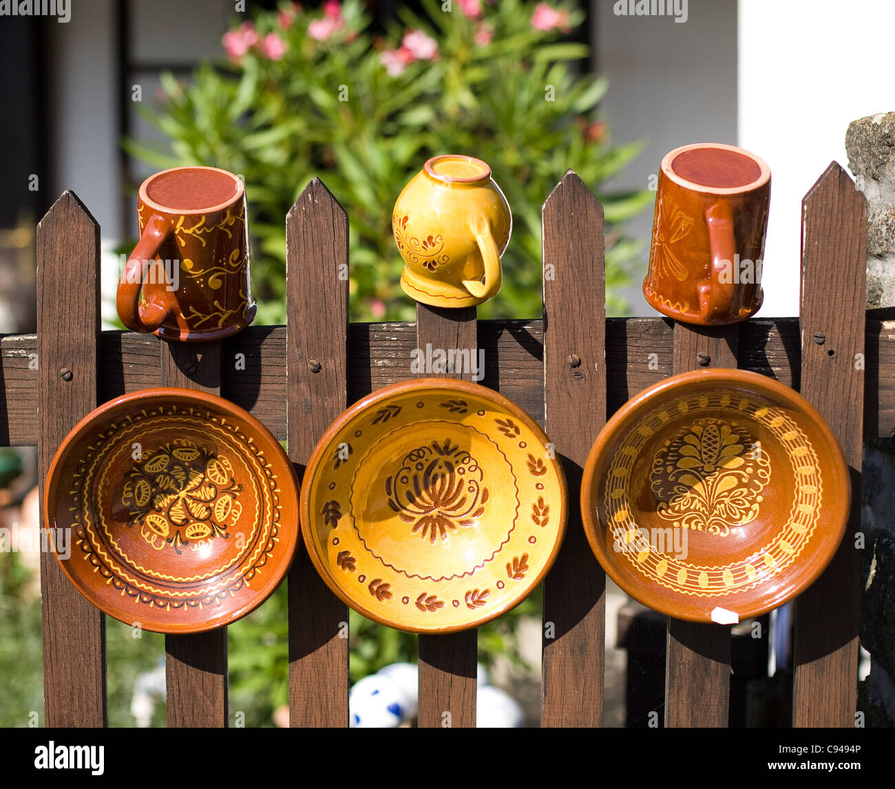 Traditional folk pottery on display Stock Photo - Alamy