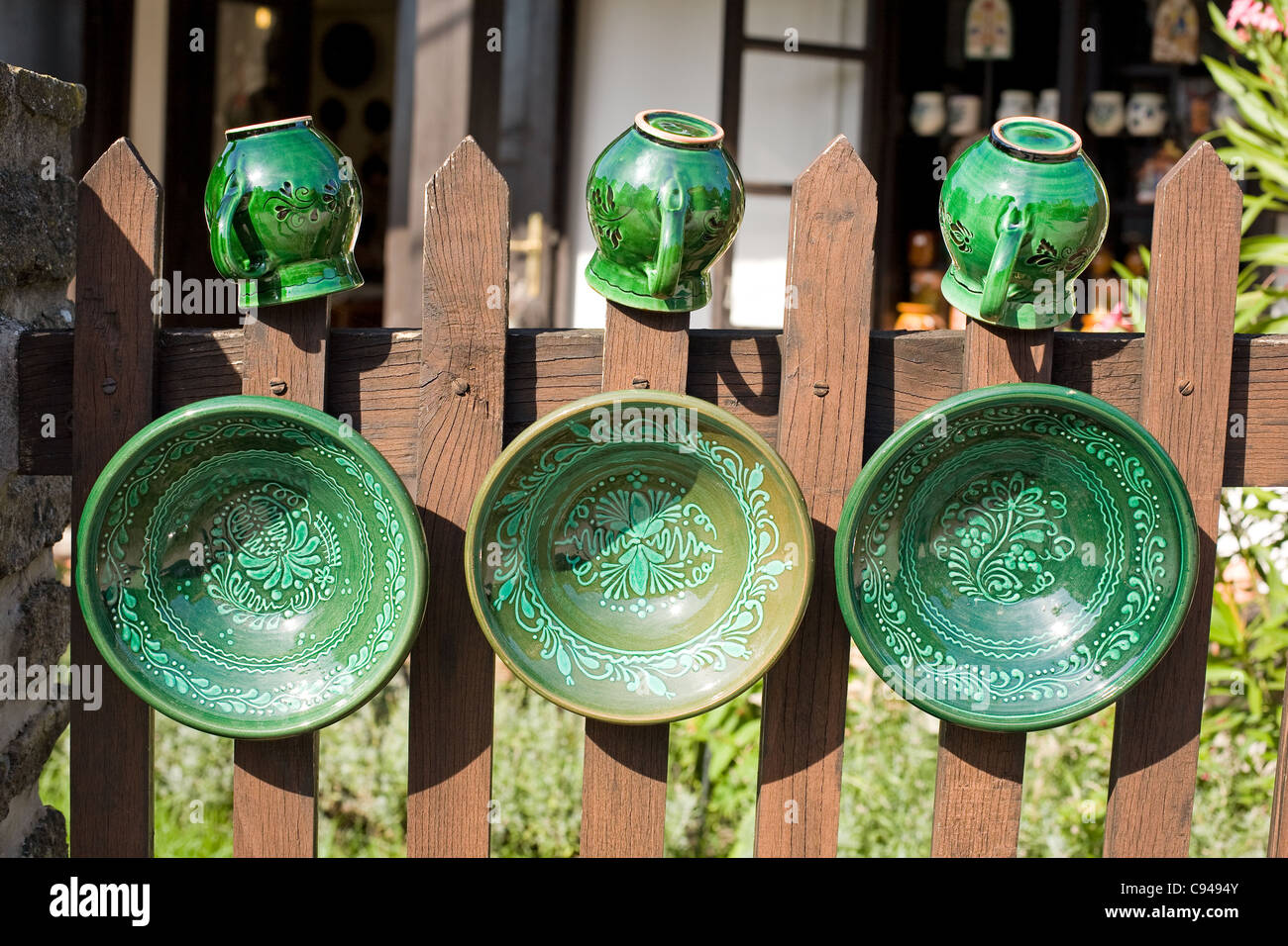 Traditional folk pottery on display Stock Photo - Alamy