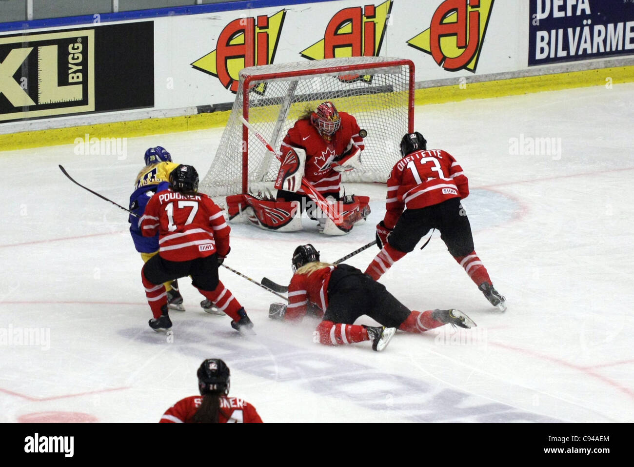 Canadian Goalie 1 Shannon Szabados Making A Save From Swedish 28