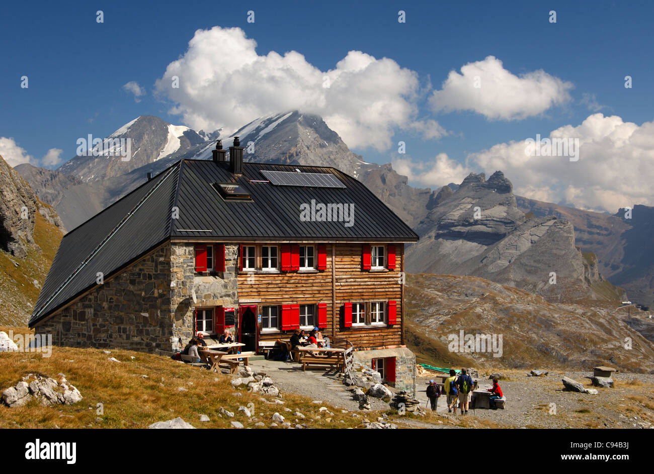Mountain refuge Laemmerenhuette of the Swiss Alpine Club, Switzerland ...