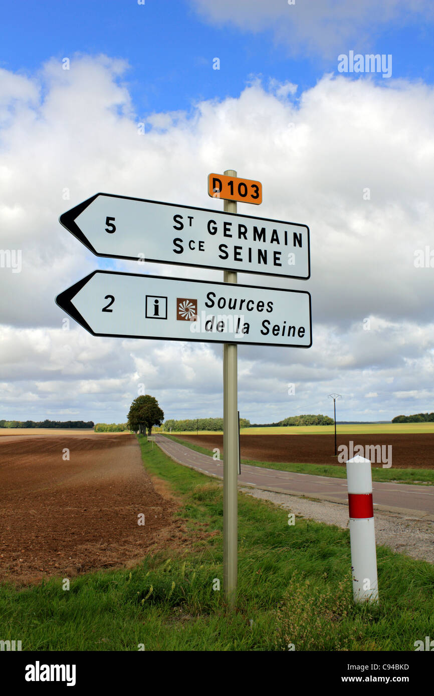 Sources de la Seine road sign - Source of the River Seine in Côte-d'Or ...