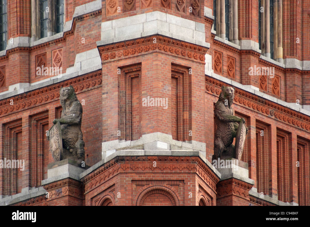 detail of the Red Town Hall in Berlin (Germany), showing the decorative ...