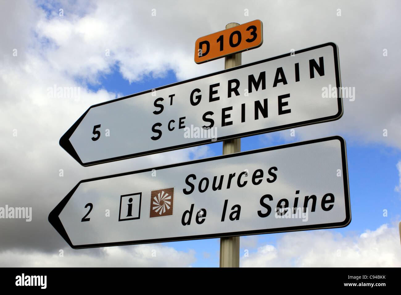 Sources de la Seine road sign - Source of the River Seine in Côte-d'Or ...