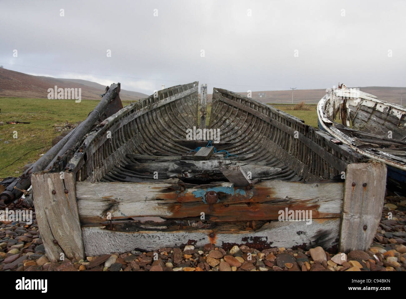 rotten boat in scottish scenery Stock Photo - Alamy
