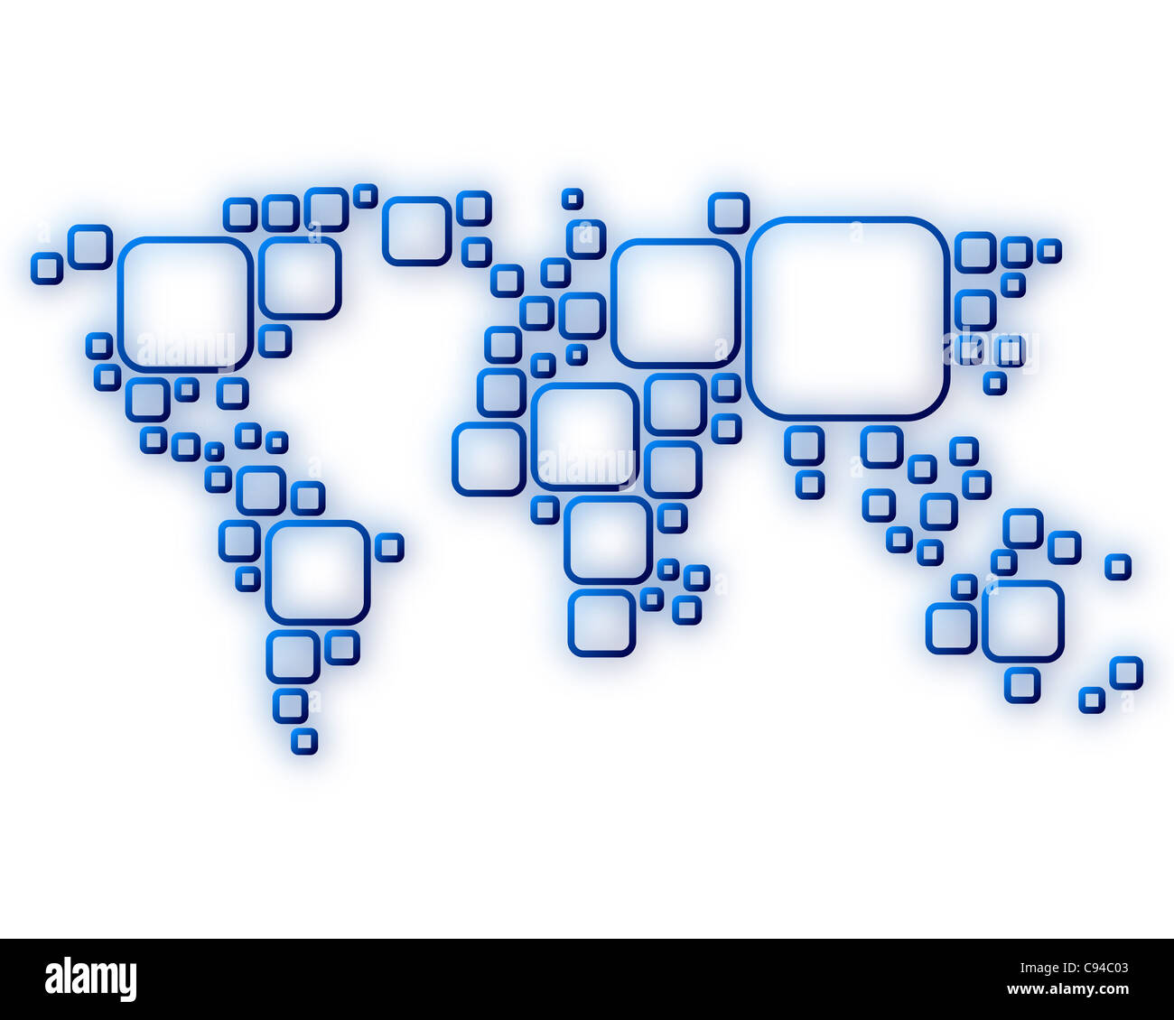 World map blue round dots Cut Out Stock Images & Pictures - Alamy