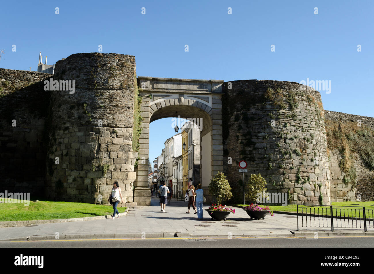 Gate to the old city of Lugo - Galicia, Spain Stock Photo - Alamy