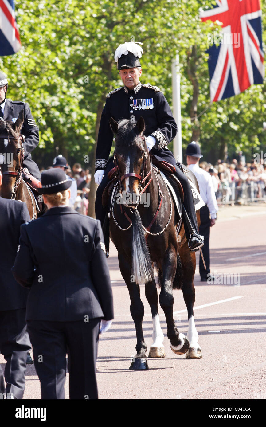 Mounted high rank officer during Trooping the Colour, Pall Mall, London ...