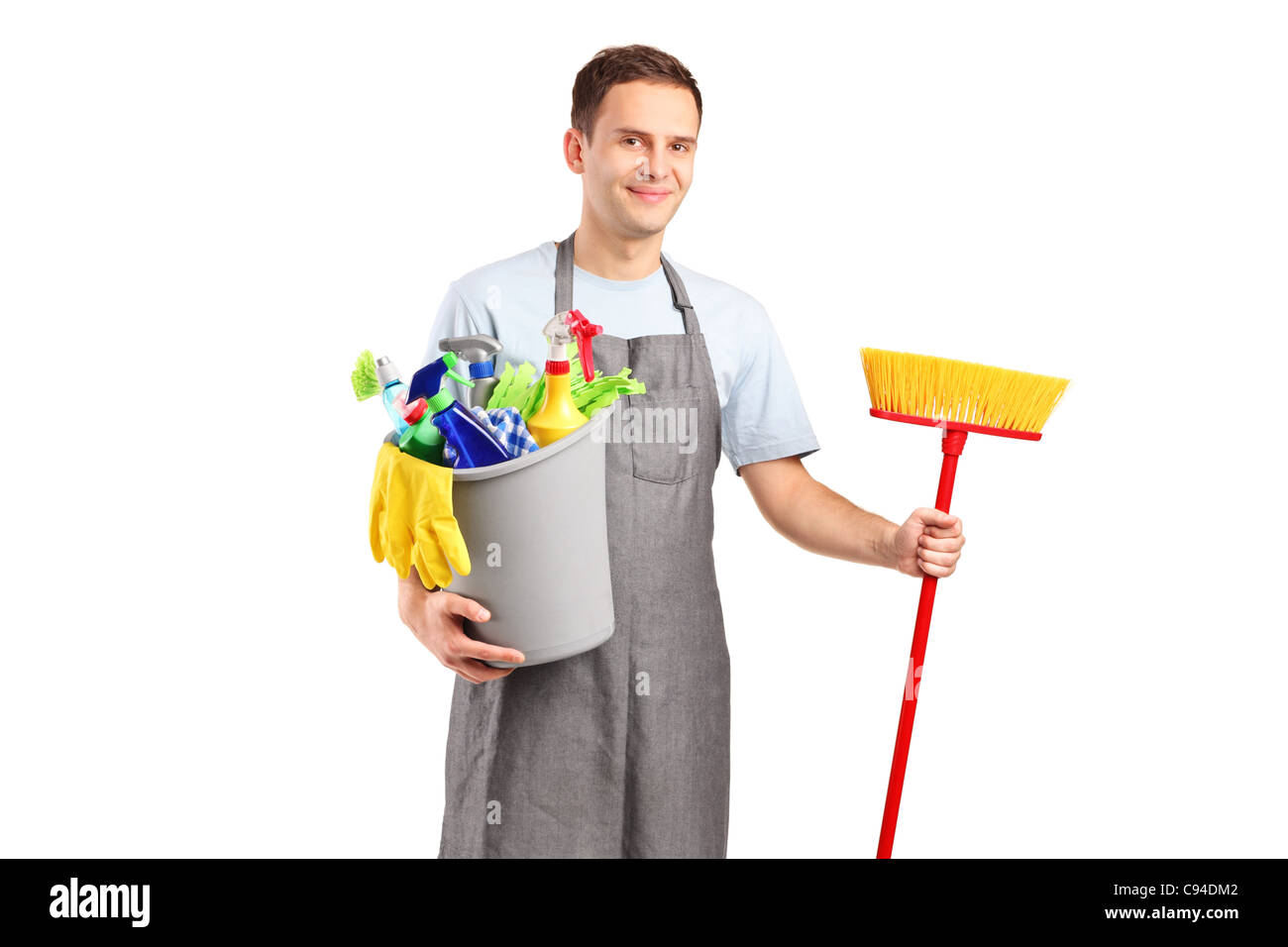 A smiling cleaner Stock Photo - Alamy