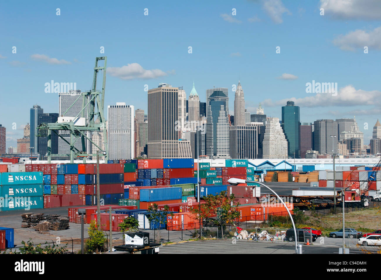stack of container in Brooklyn New York shipyard Stock Photo - Alamy