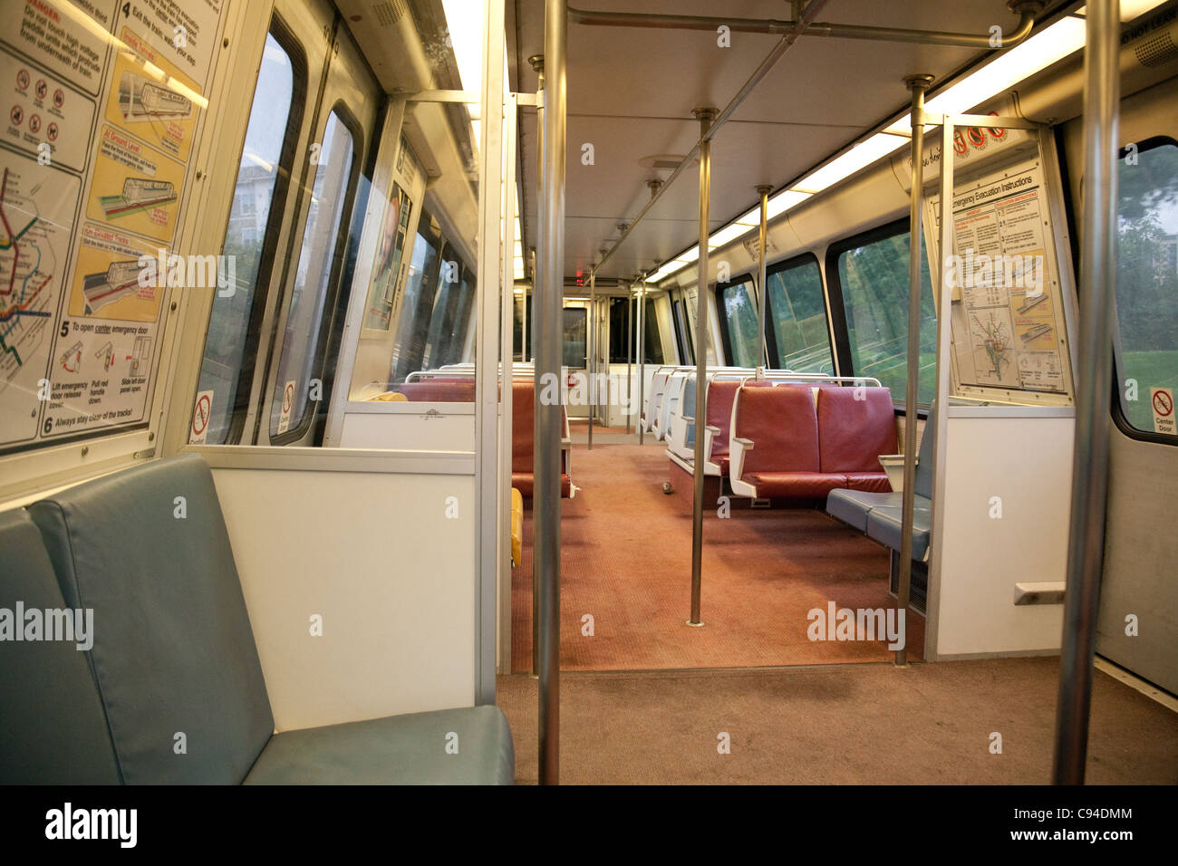 Empty subway metro train, Washington DC Metro USA Stock Photo - Alamy