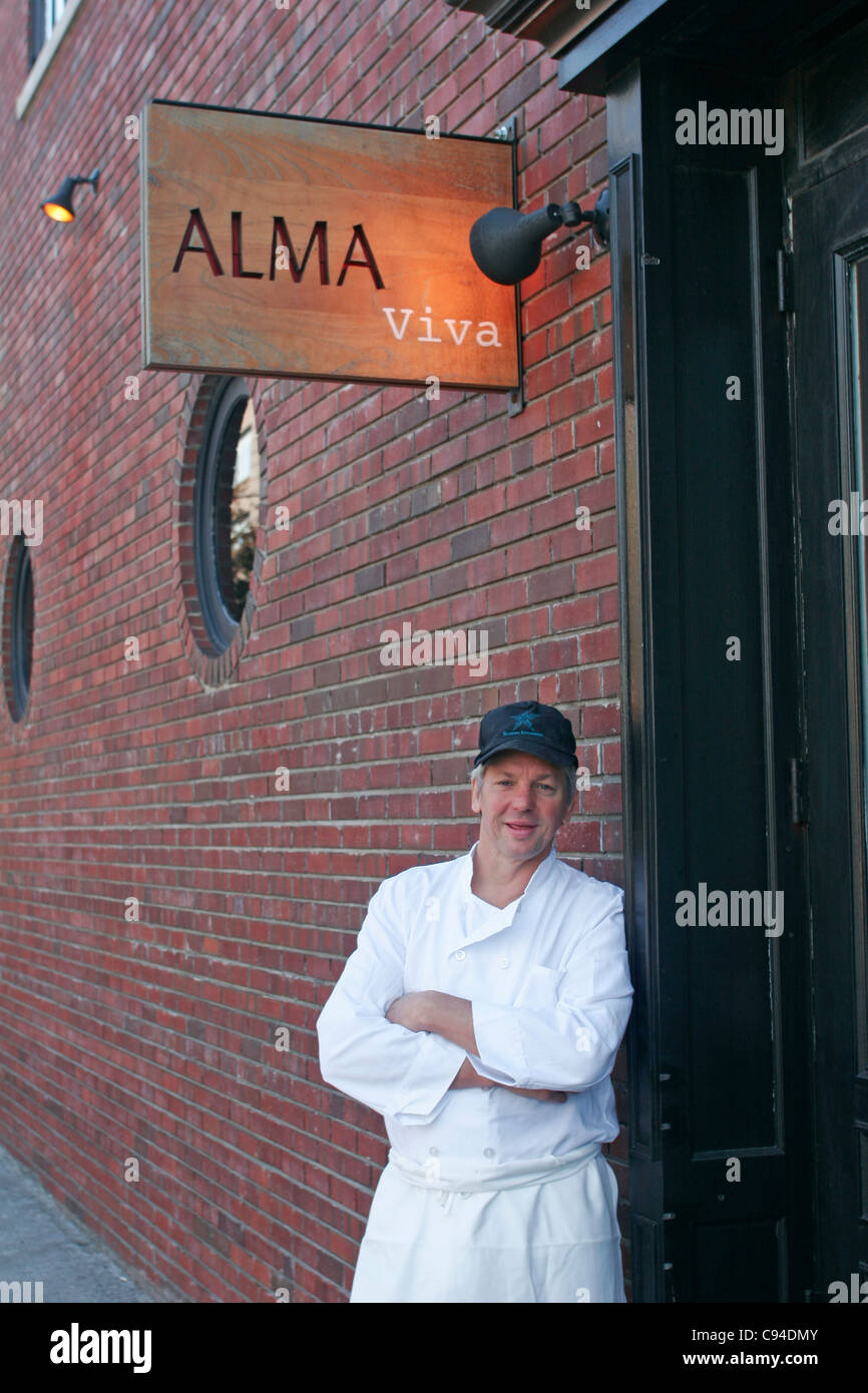 Chef outside of Alma Restaurant in Brooklyn New York City Stock Photo ...