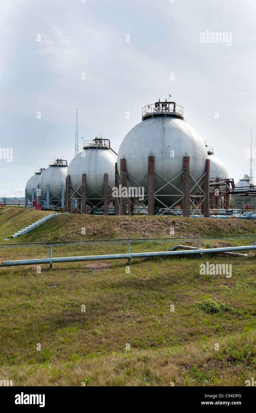 Finished goods tanks. Gas industry Stock Photo - Alamy