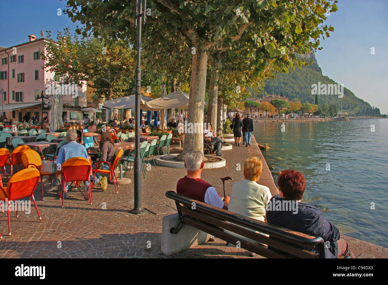 Garda Village: the lake front Stock Photo - Alamy
