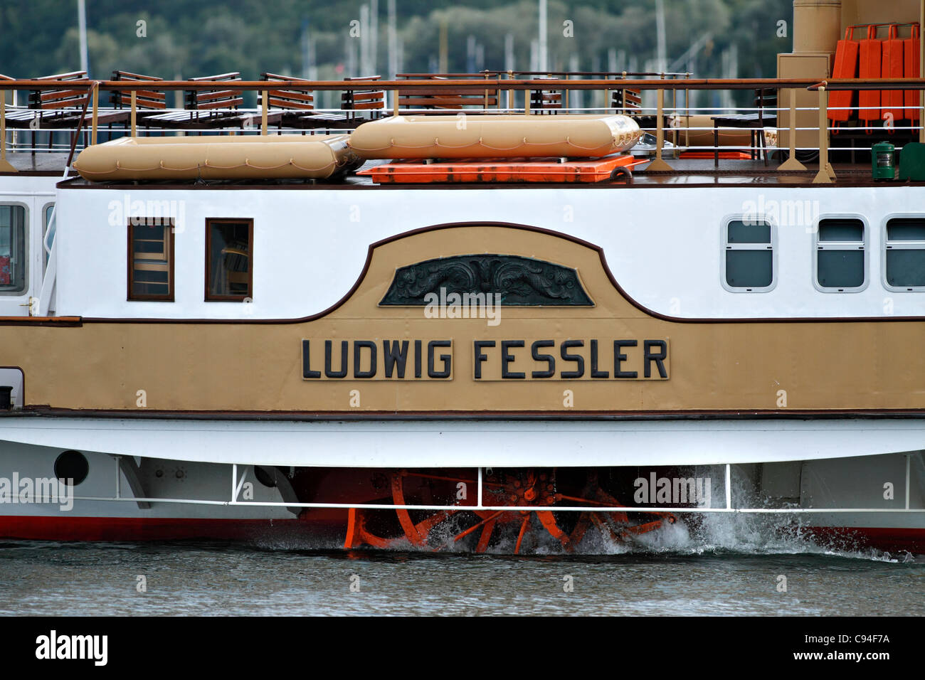 Close up side view of the Ludwig Fessler Ferry Boat, Chiemgau Upper ...