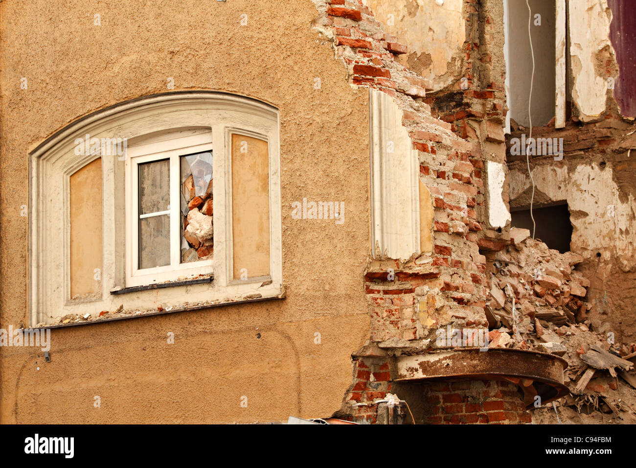 Broken window at a demolition site, Munich Upper Bavaria Germany Stock ...
