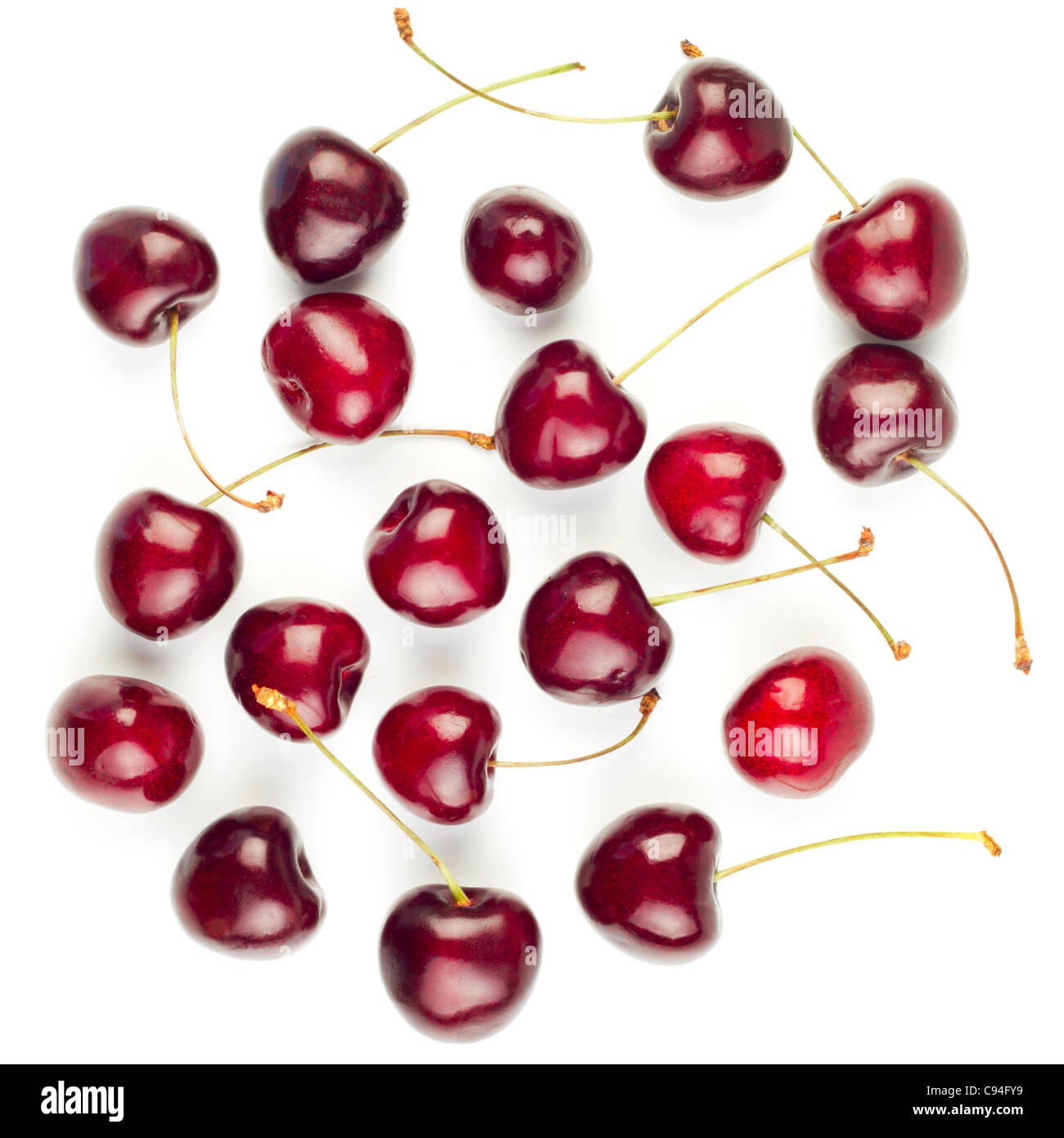 Red ripe cherries over white background Stock Photo - Alamy