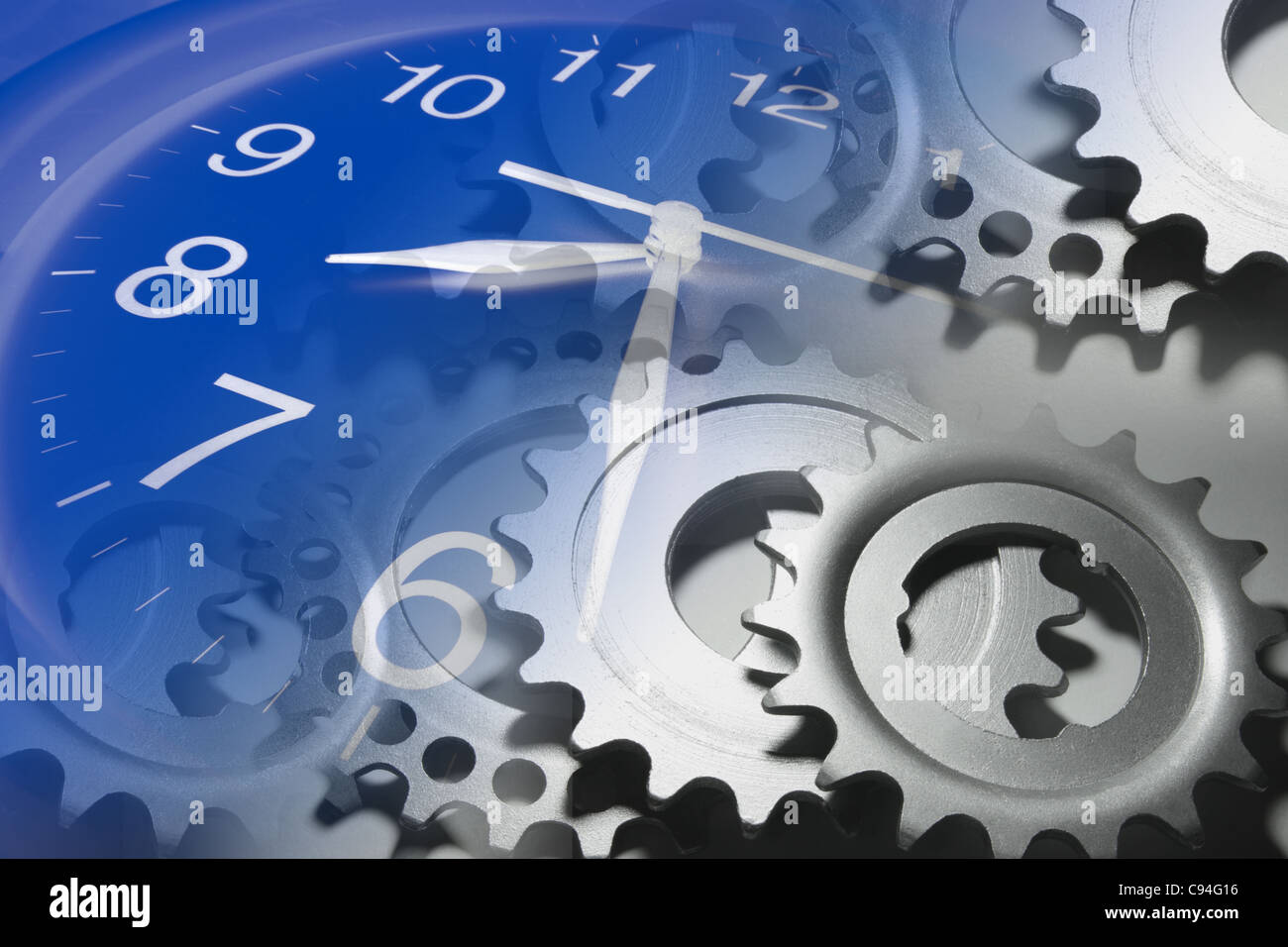 Clock and Cog Wheels Stock Photo - Alamy