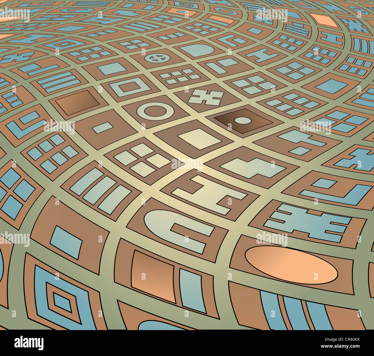 Abstract illustration of a generic map of a twisted street plan Stock ...