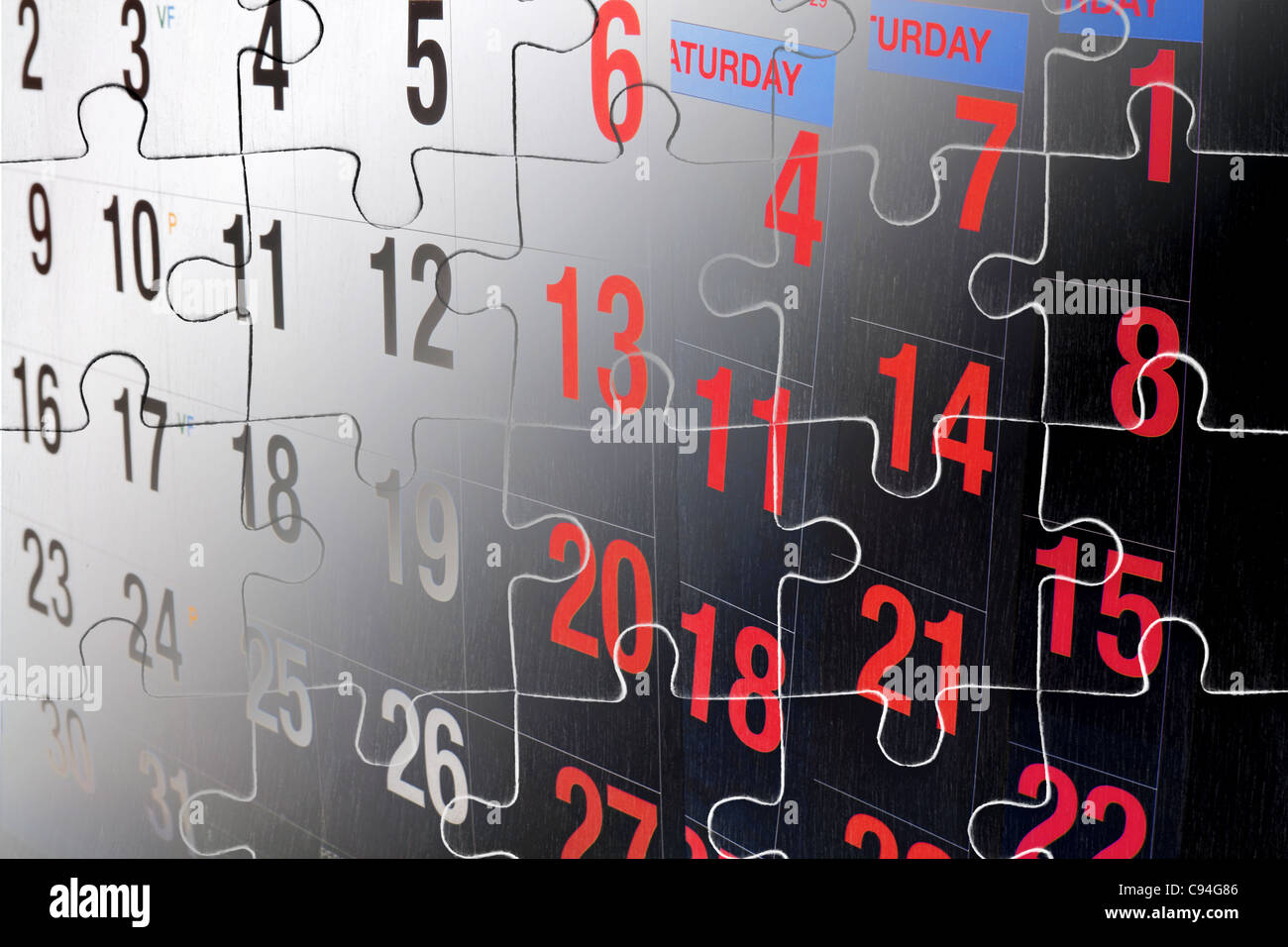 Calendar and Jigsaw Puzzle Stock Photo - Alamy