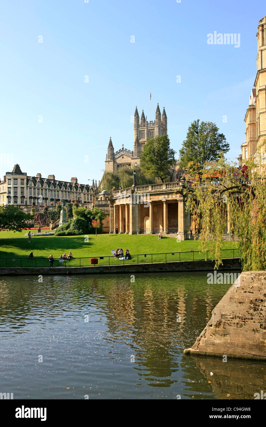 The Grand Parade Park and Cathedral in Bath Somerset England Stock ...
