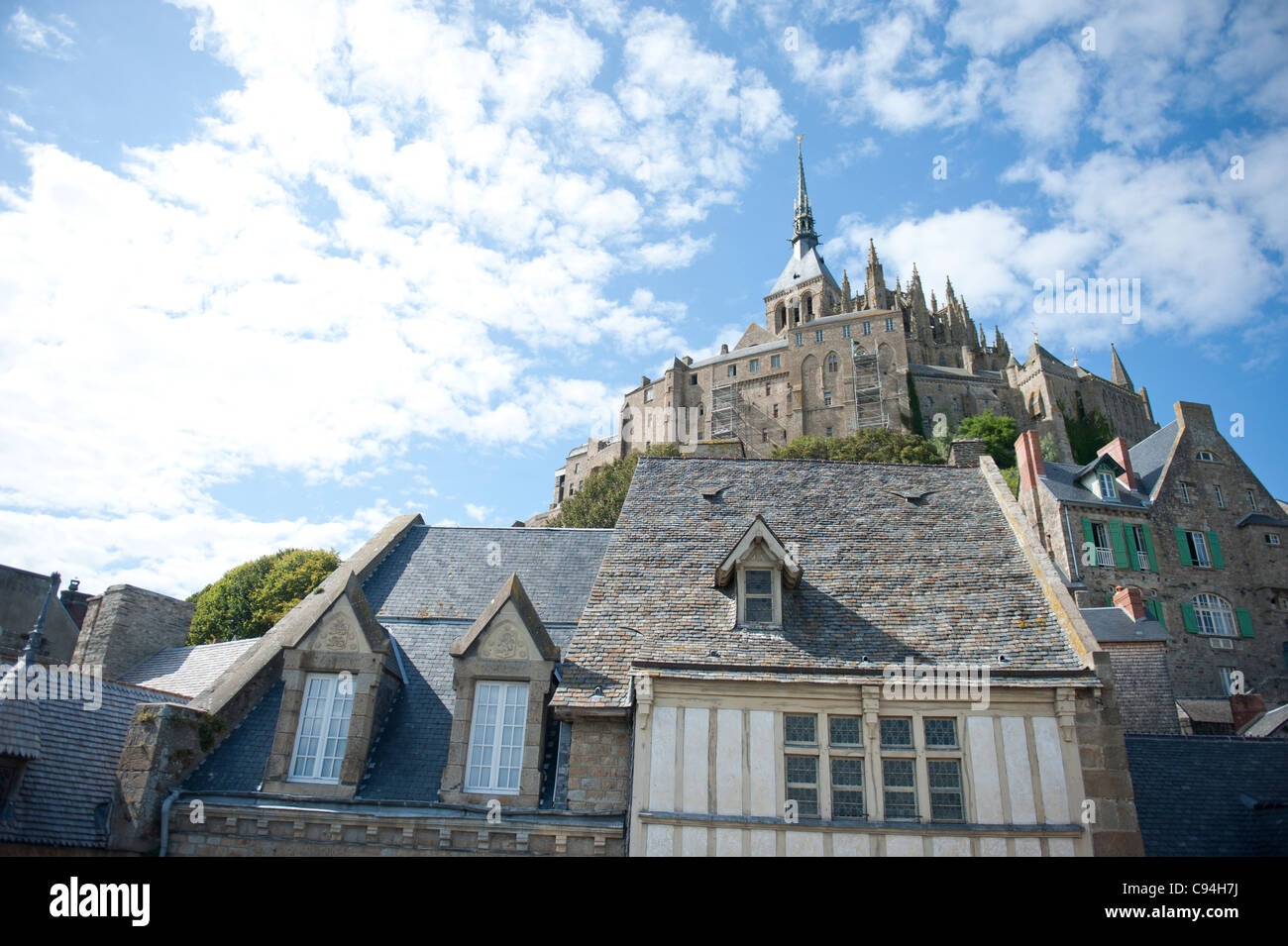 Abbey La Merveille and traditional home of the Mont St-Michel on a ...