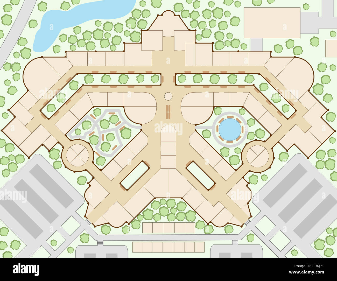Illustration of an unlabeled generic shopping mall map Stock Photo - Alamy