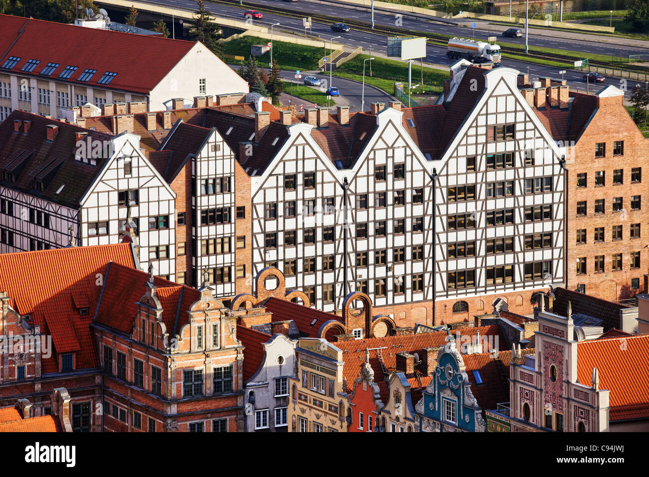 Granaries and apartment buildings historic architecture in Gdansk ...