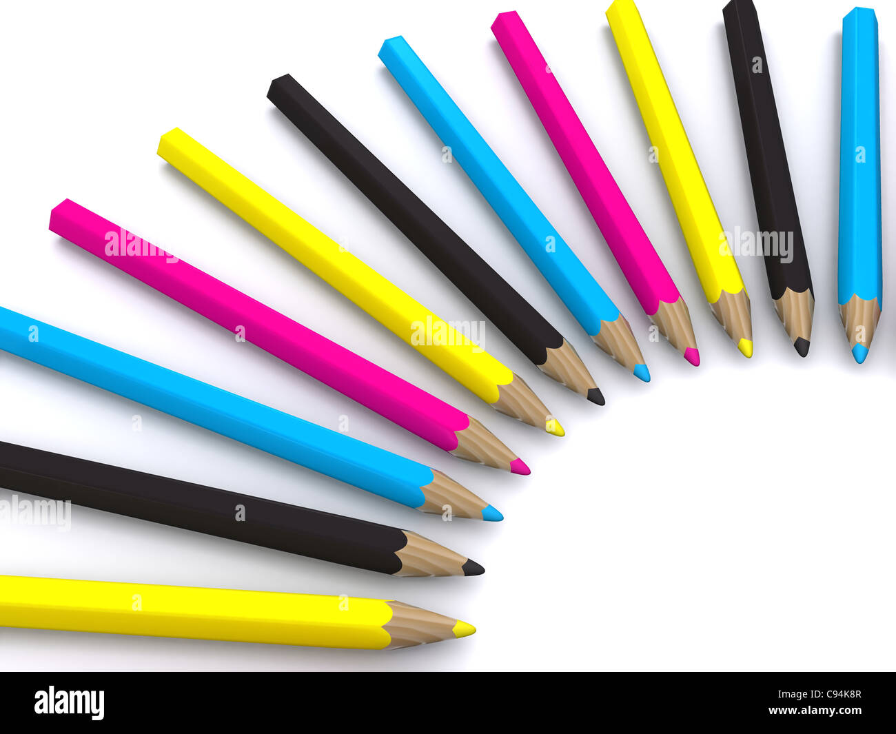 CMYK colored pencils around. 3D Stock Photo - Alamy