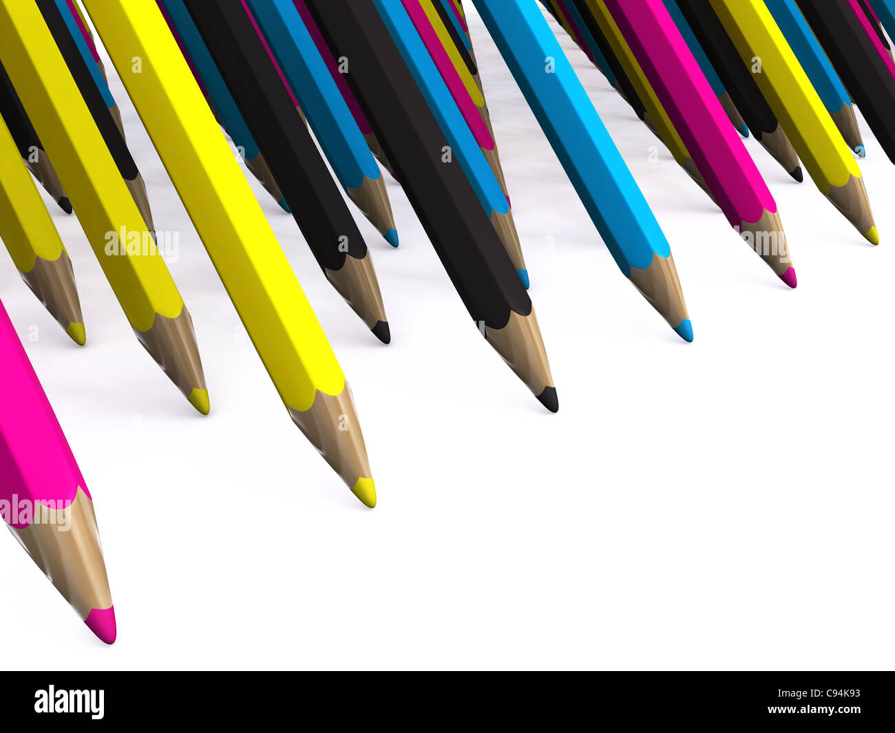 many rows of CMYK colored pencils. 3D Stock Photo - Alamy
