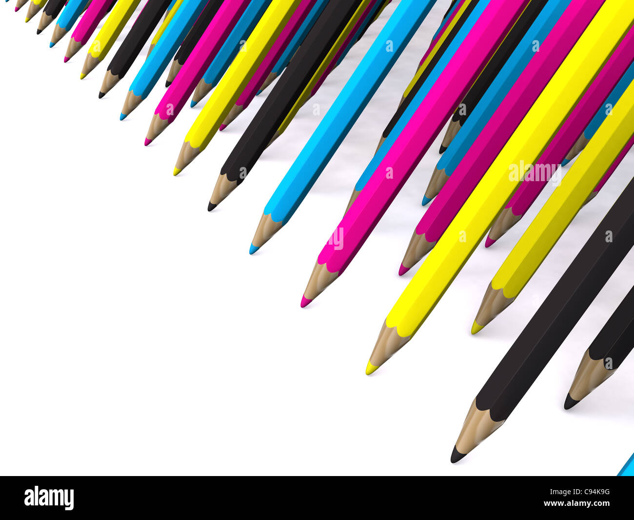 many rows of CMYK colored pencils. 3D Stock Photo - Alamy
