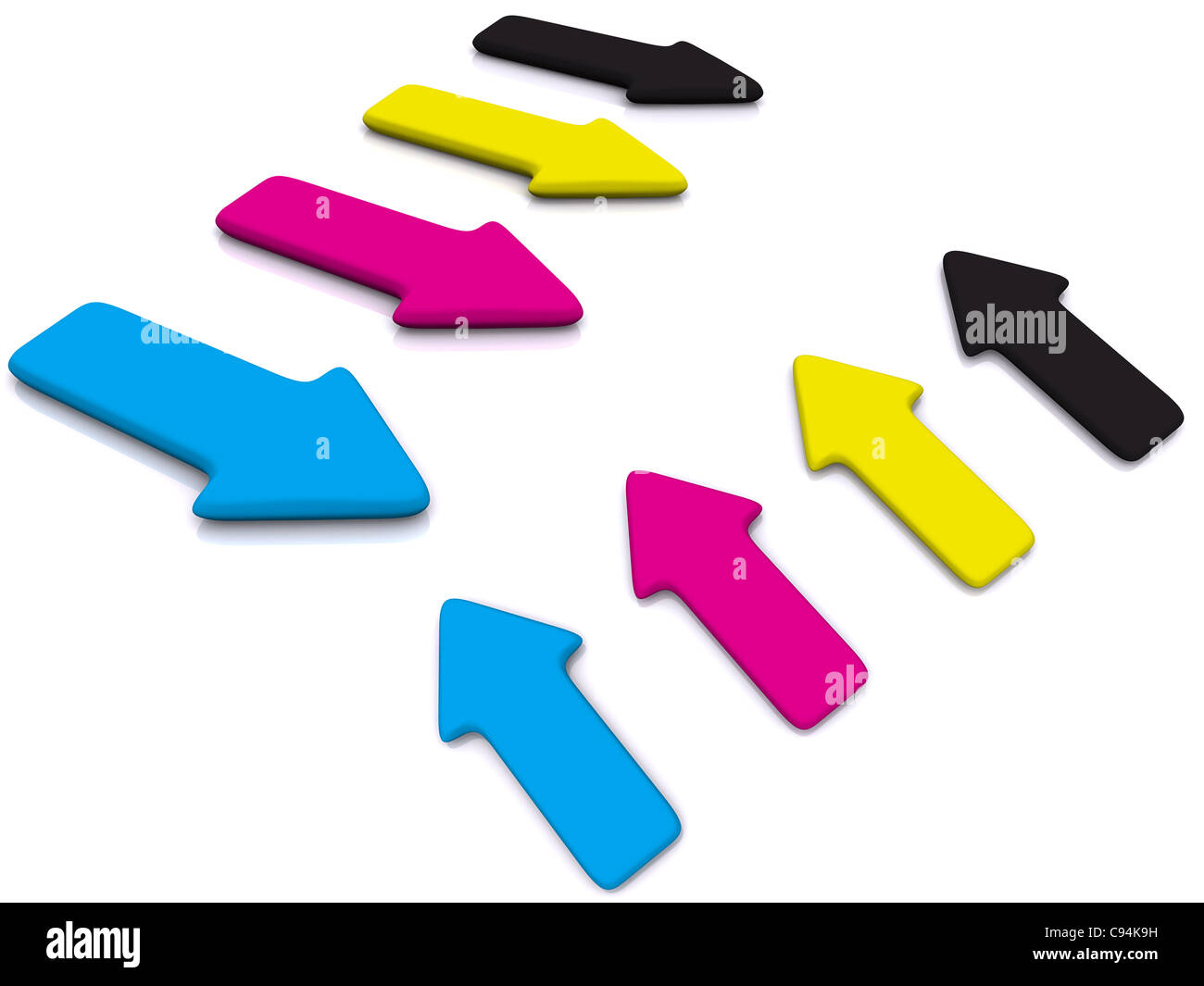 CMYK pointers. 3d arrow Stock Photo - Alamy