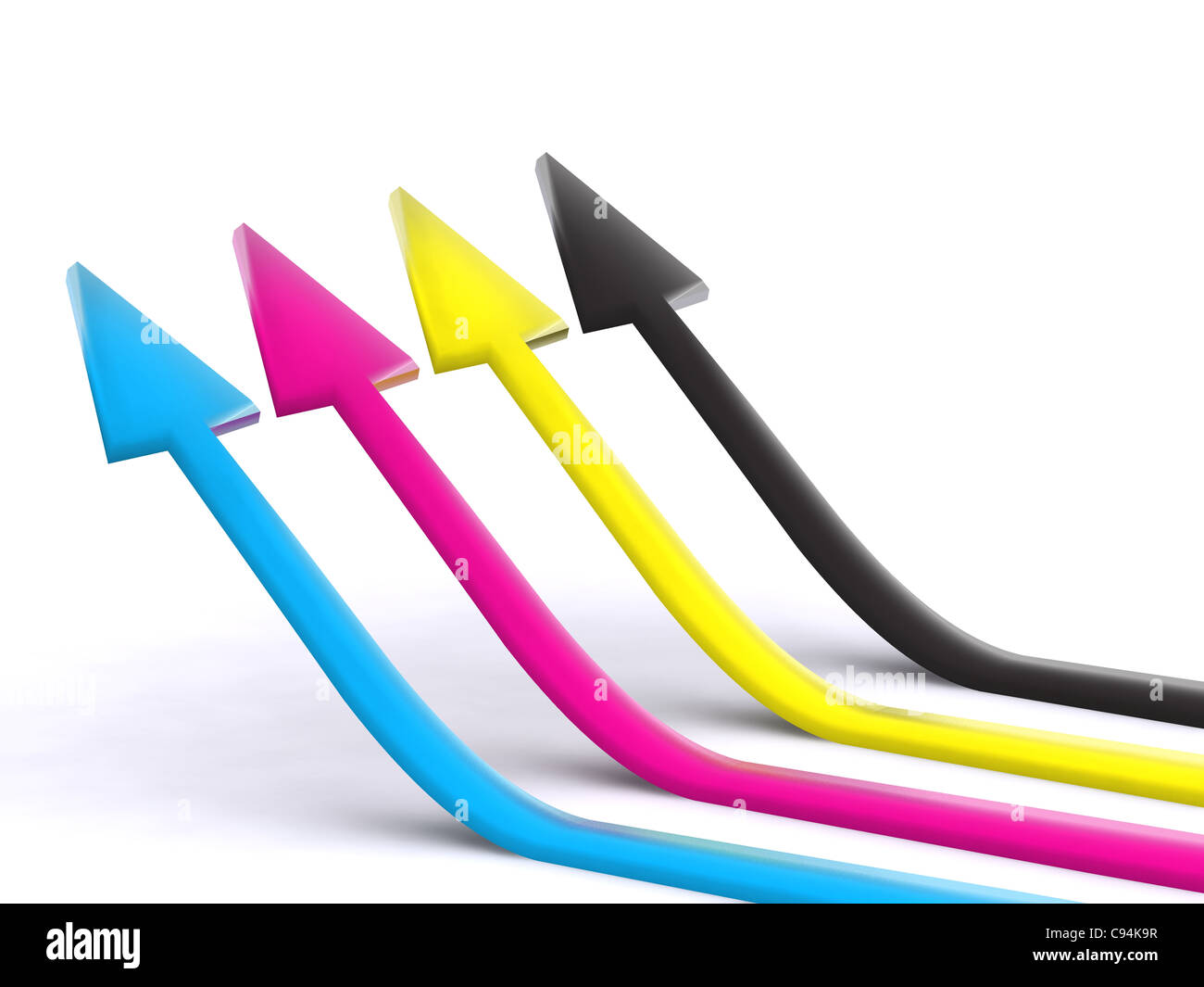 four CMYK pointers. 3d arrow Stock Photo - Alamy