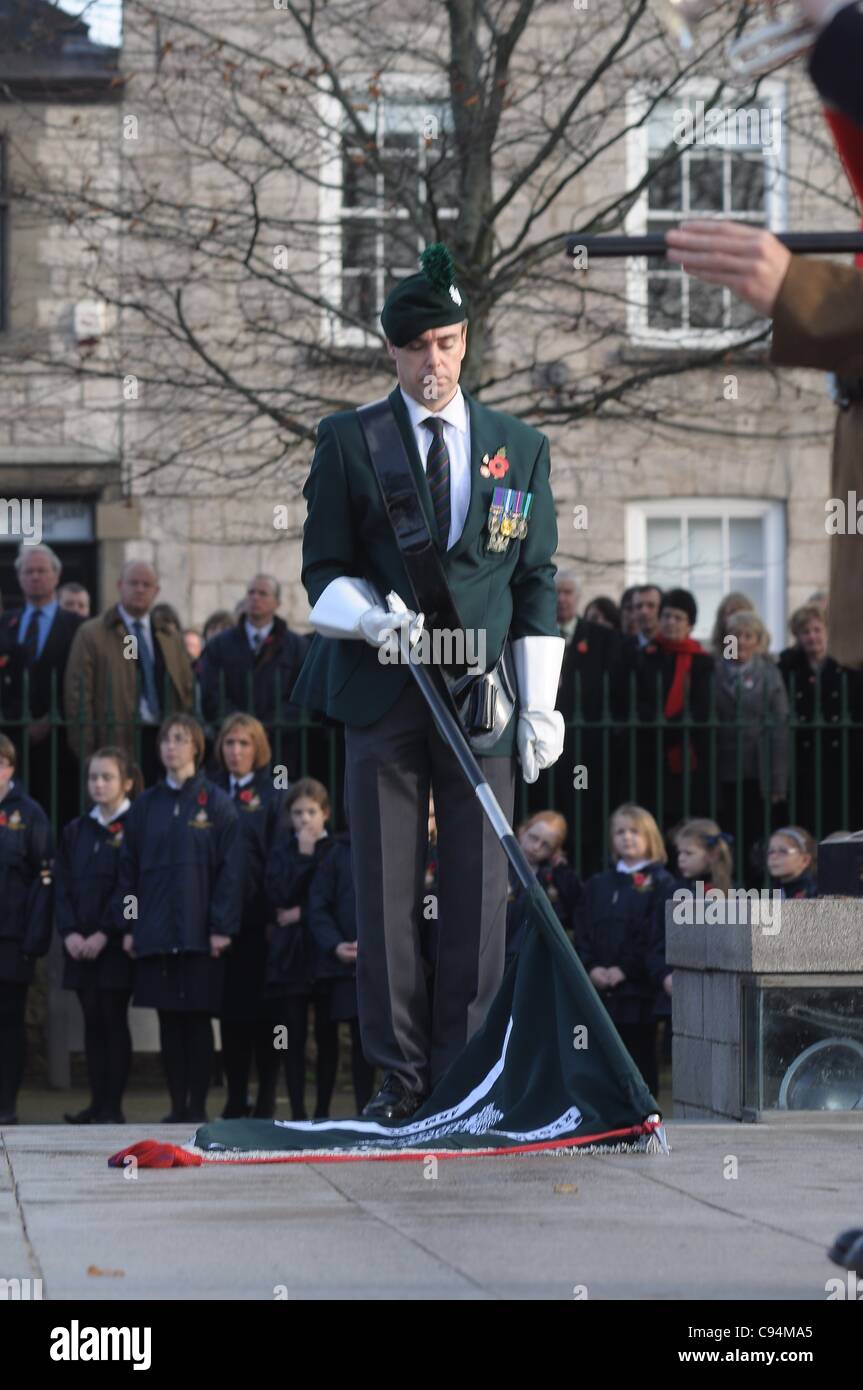 Flags are lowered during Remembrance Sunday Service on the Mall, Armagh ...