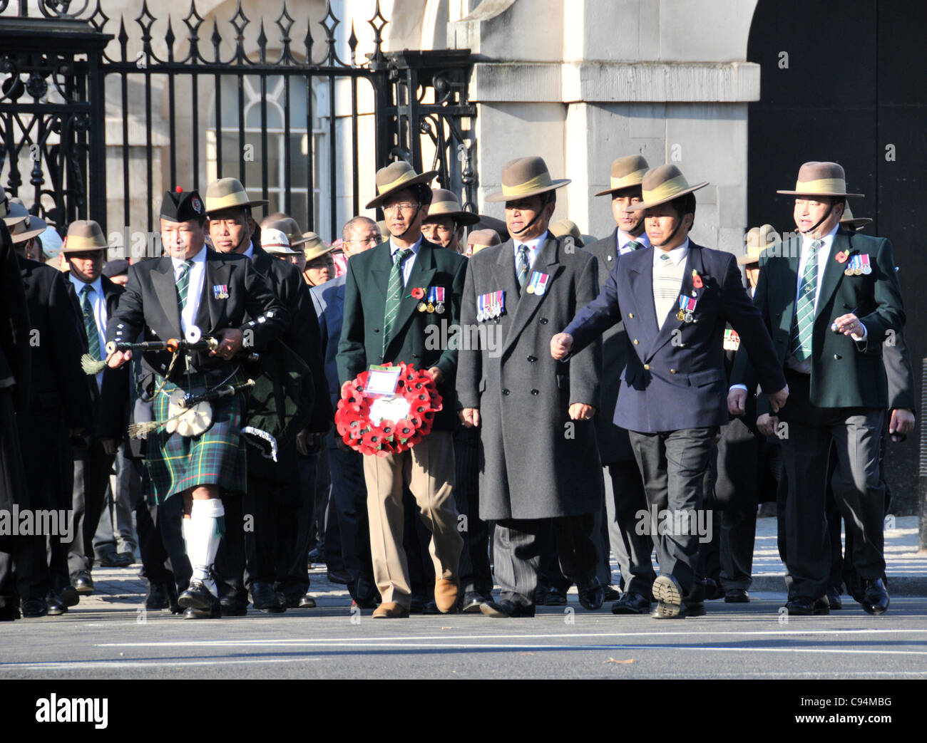 Old soldiers march towards the Cenotaph on Remembrance Sunday London ...
