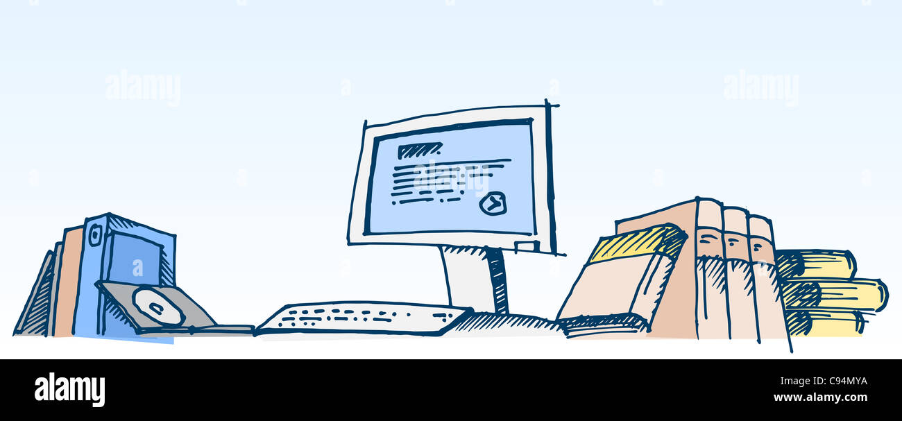 Sketch of a computer illustration - Digital illustration of a business ...