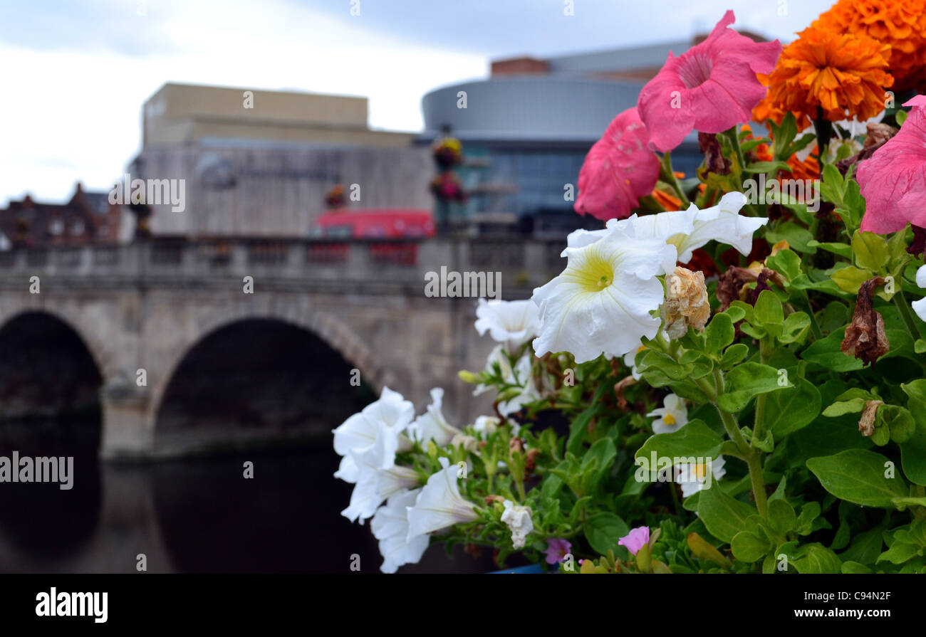 Flowers and Bridge Stock Photo - Alamy