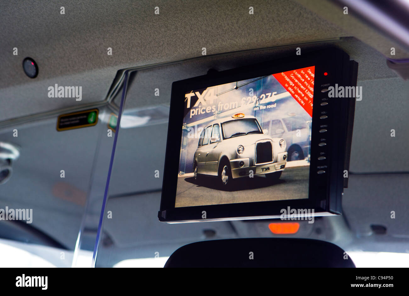 TAXI IN CAB VIDEO MONITOR Stock Photo - Alamy