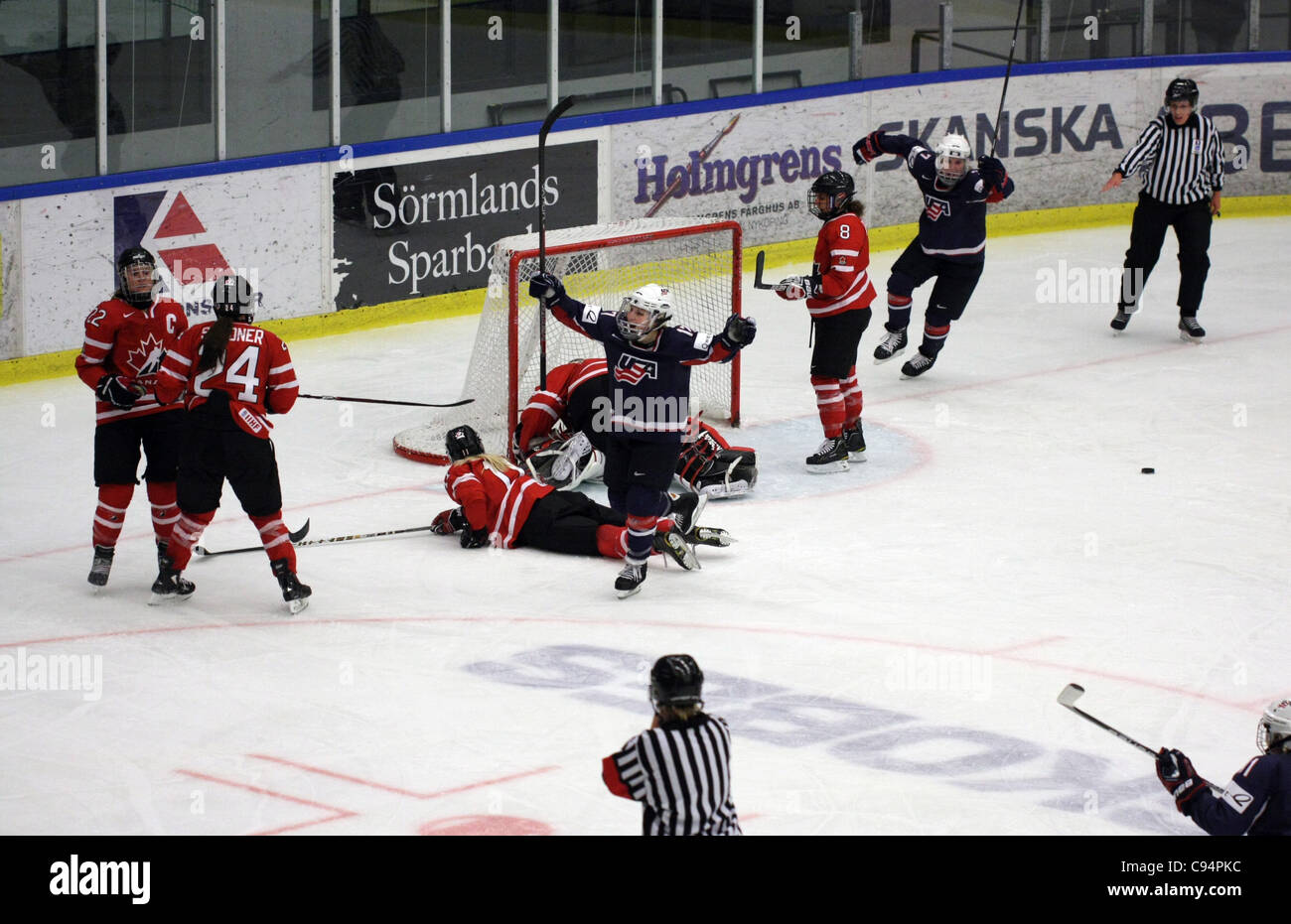 USA celebrating their third goal, by #16 Kelli Stack. The final between ...