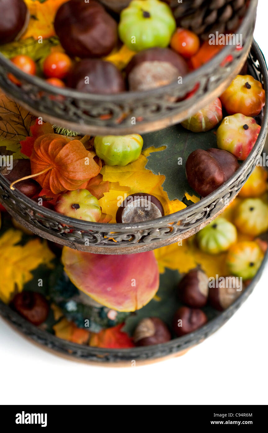 A colorful autumn display on a white windowsill Stock Photo - Alamy
